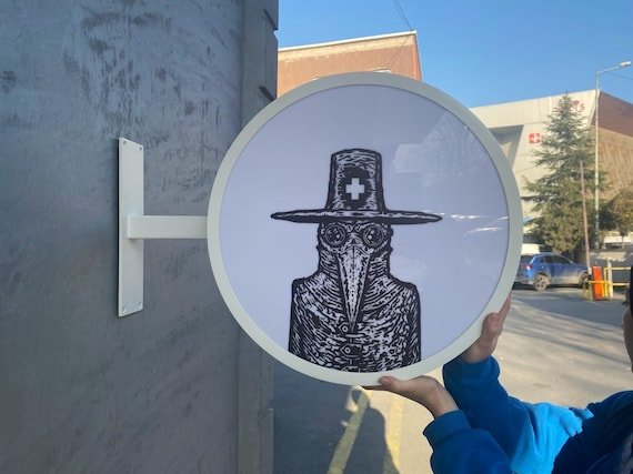 Modern Round Blade Sign with Illuminated Design | Customizable Options
