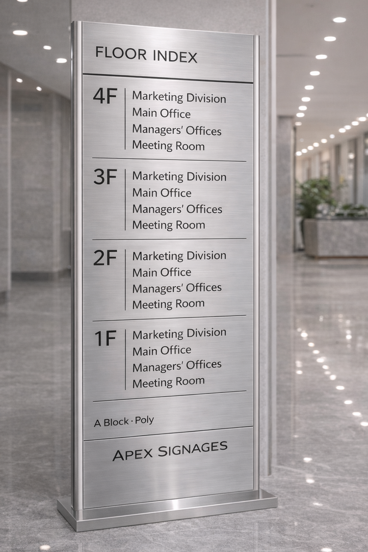 Modular Wayfinding Signage System – Replaceable Floor Directory Signs